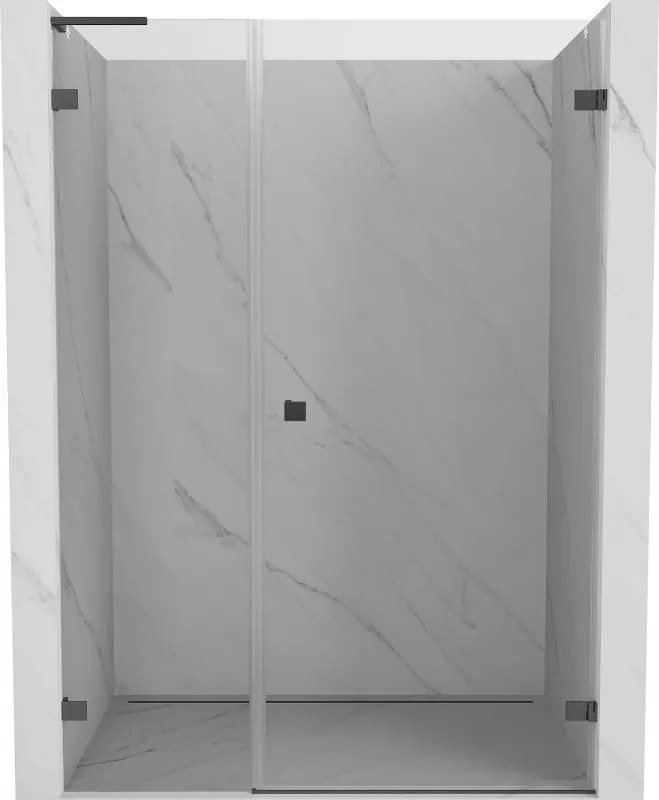 Mexen Lunar-B, L výklopné sprchové dveře pravé 150 cm, 8mm čiré sklo, broušený grafit profil, 832SL-150-050-66-00-P