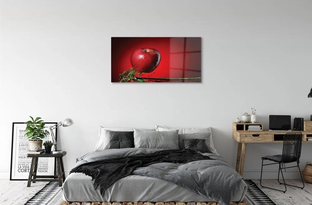 Obraz na skle jablko ve vodě 100x50 cm