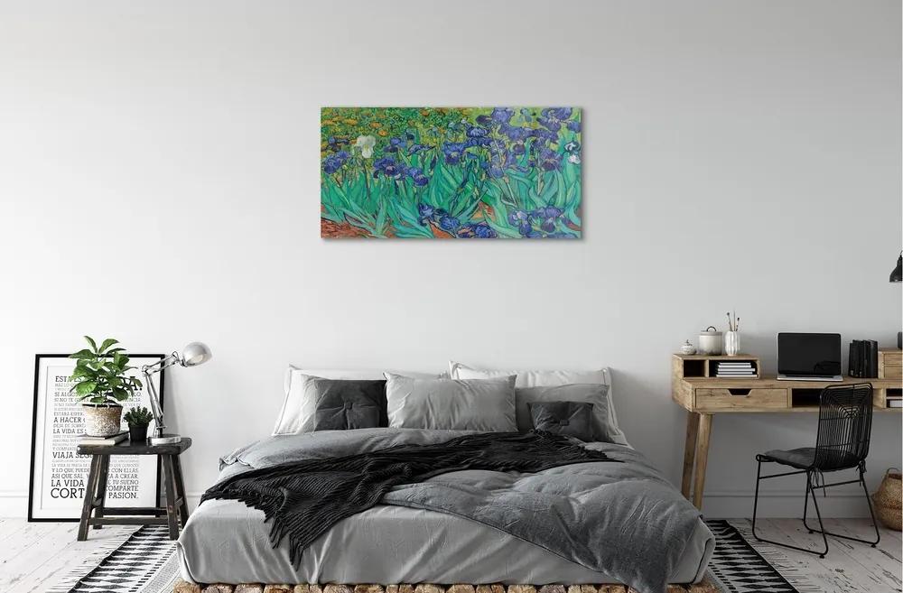 Obraz na skle Umění květiny duhovky 120x60 cm