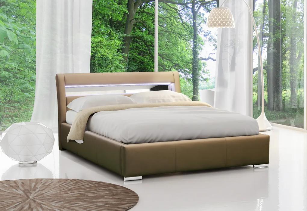 Čalouněná postel LEXUS s LED osvětlením + matrace COMFORT, 120x200, madryt 160