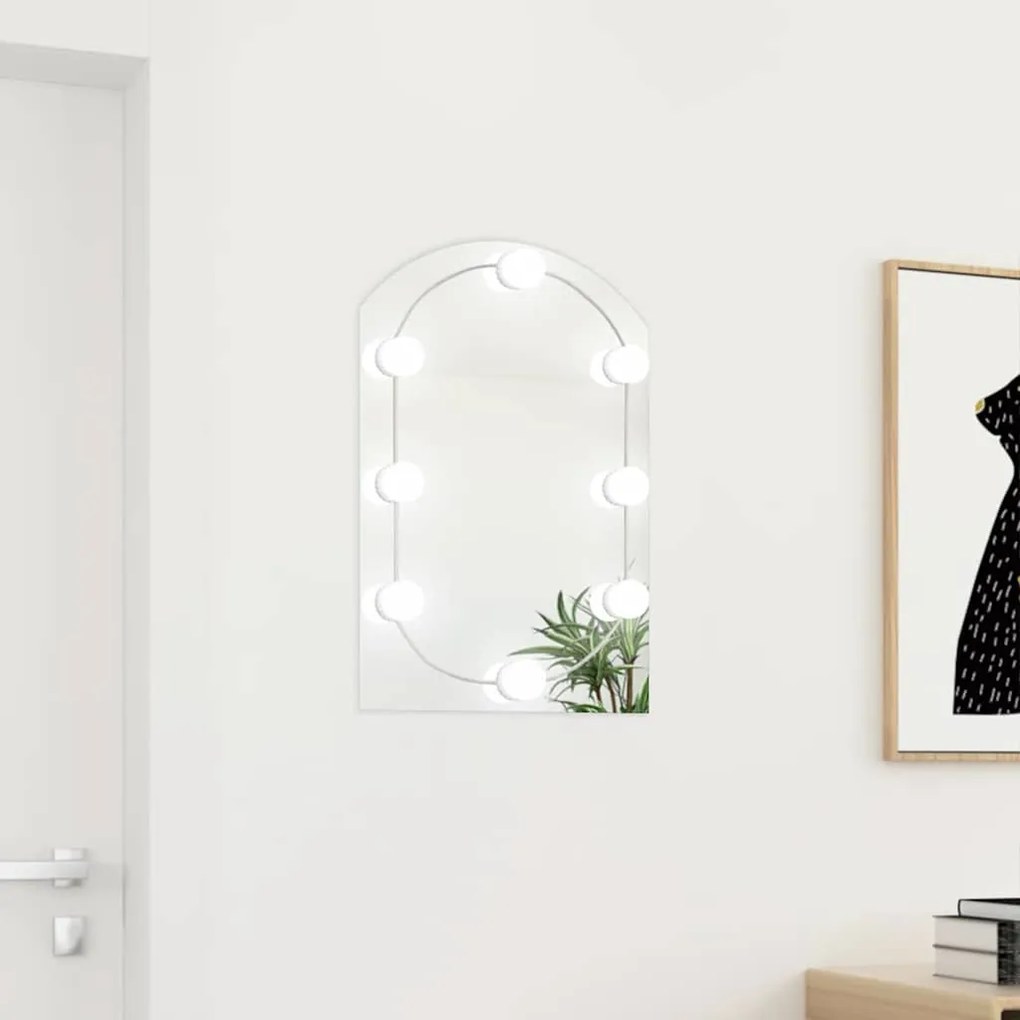 Zrcadlo s LED světly 60 x 40 cm sklo obloukové 3102976