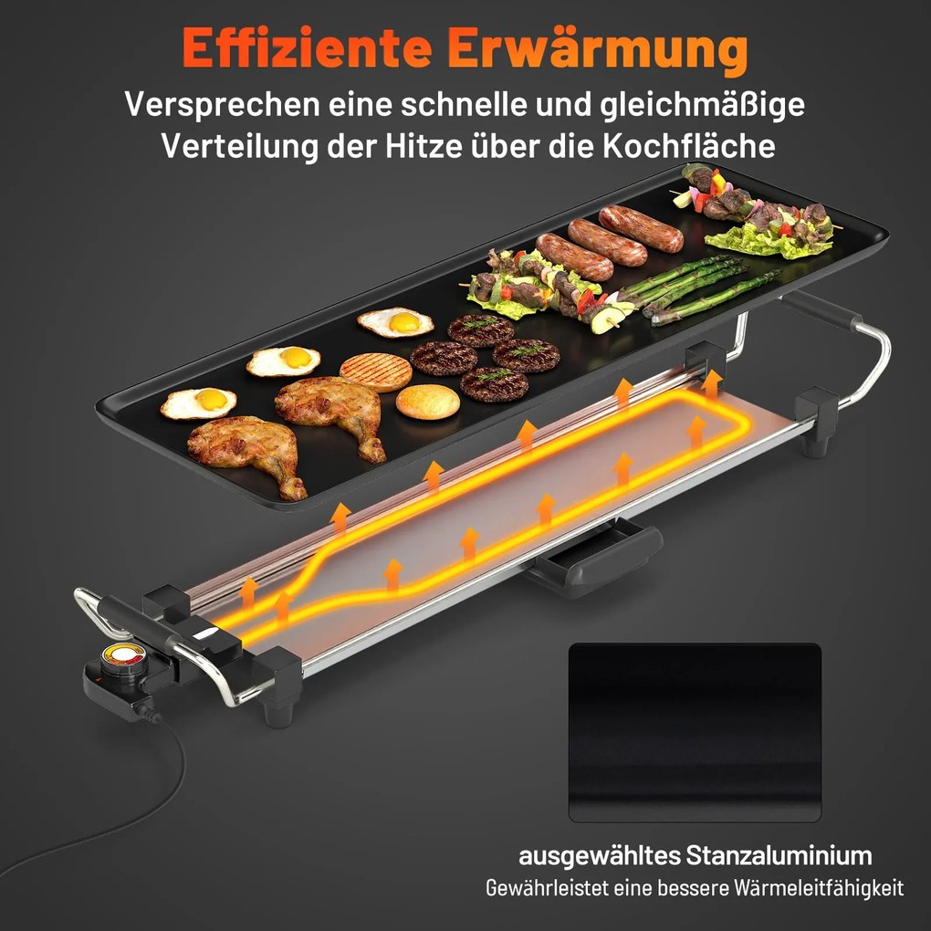 Costway 70 cm Elektrická grilovací deska Teppanyaki Gril Nepřilnavý povrch