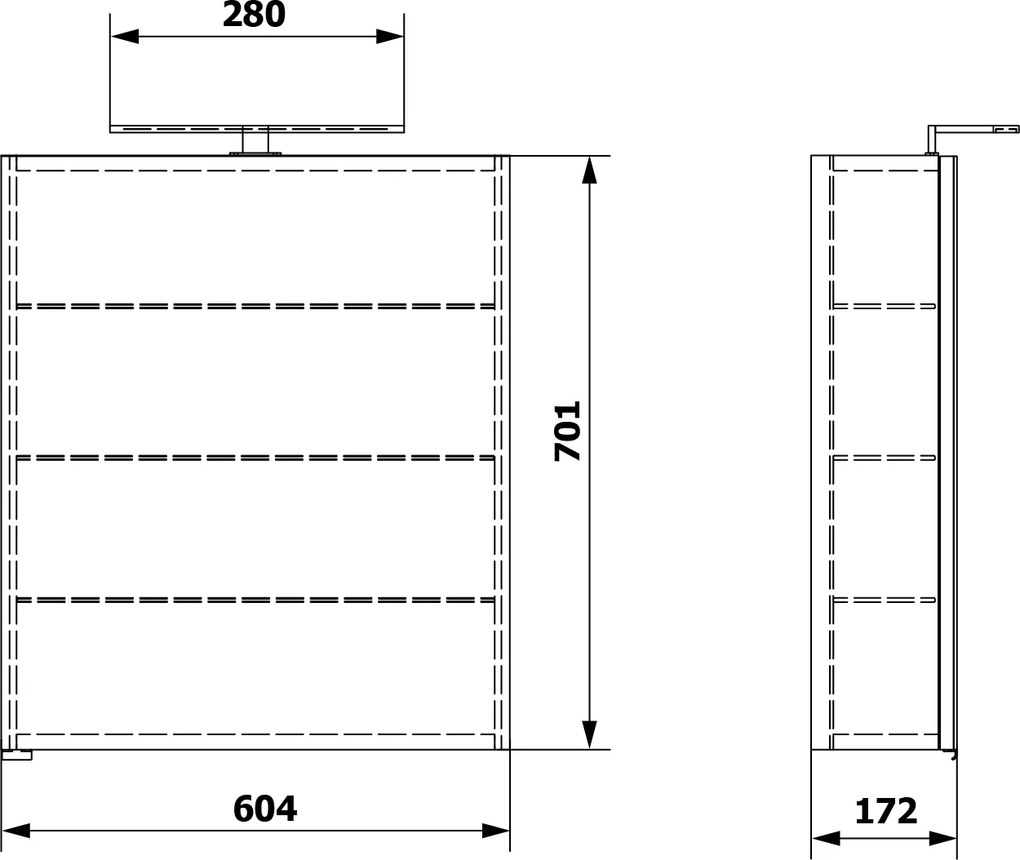 Sapho Sapho, RIWA galerka s LED osvětlením, 60x70x17cm, dub Alabama, RIW060-0022
