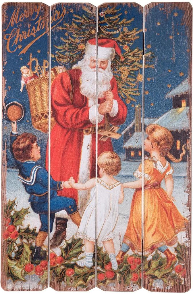 Nástěnná dřevěná cedule Merry Christmas - 40*2*60 cm Clayre & Eef