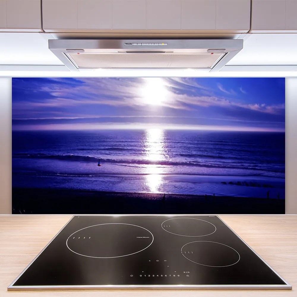 Kuchyňský skleněný panel Moře Slunce Krajina 140x70 cm
