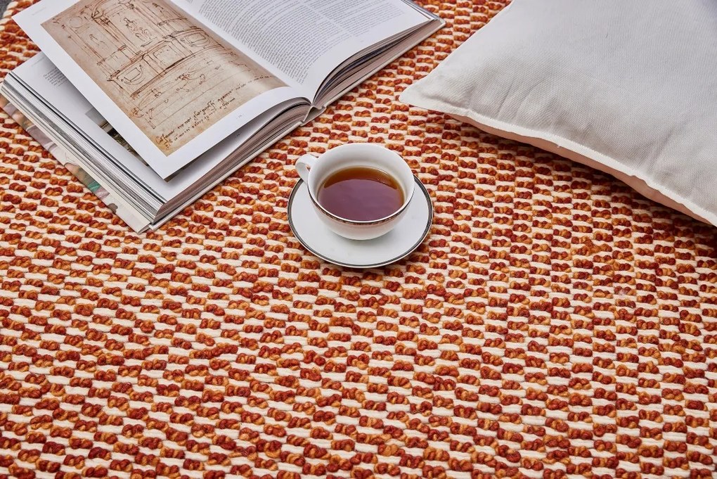 Diamond Carpets India, Ručně vázaný kusový koberec Fire Agate DE 4619 Orange Mix, 160x230, oranžová, ložnice