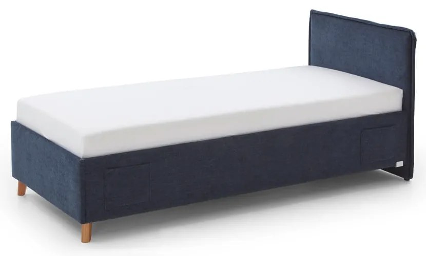 Tmavě modrá čalouněná dětská postel s úložným prostorem s roštem 90x200 cm Fun – Meise Möbel Biano.cz