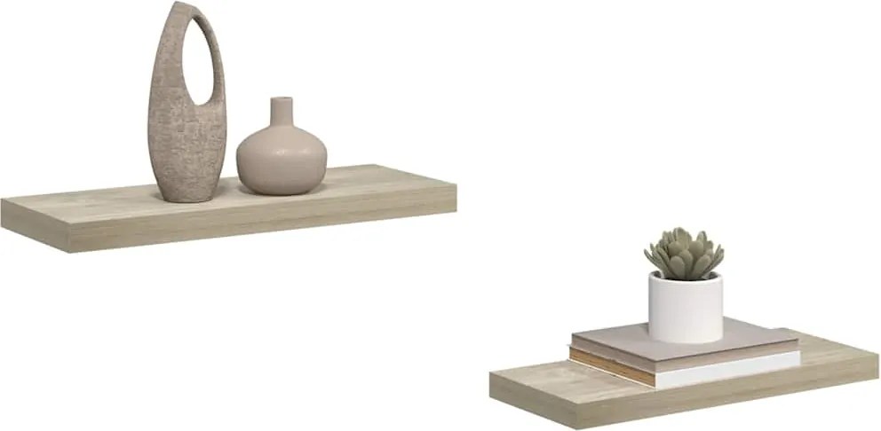 Plovoucí nástěnné police 2 ks dub 60 x 23,5 x 3,8 cm MDF 323875