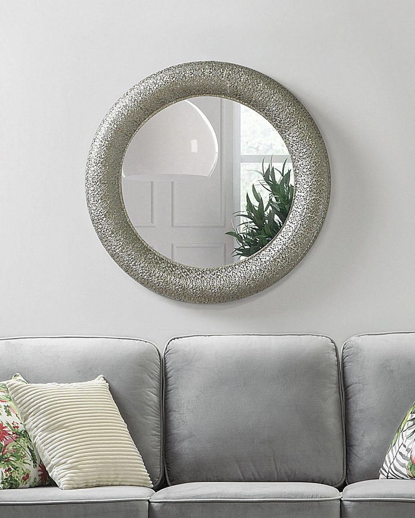 Nástěnné stříbrné zrcadlo ø80 cm CHANNAY Beliani