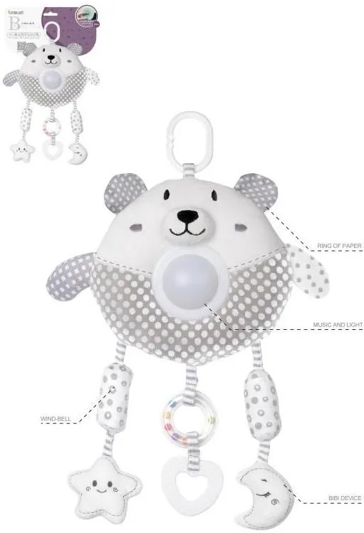 Hračka na kočárek plyšový medvídek na kočárek se zvuky