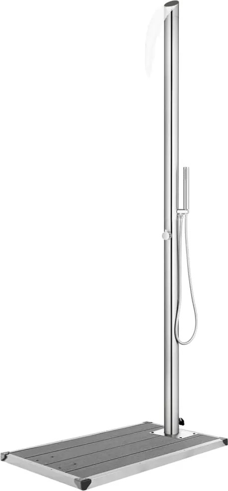 Zahradní sprcha s šedou základnou 225 cm nerezová ocel 3070795