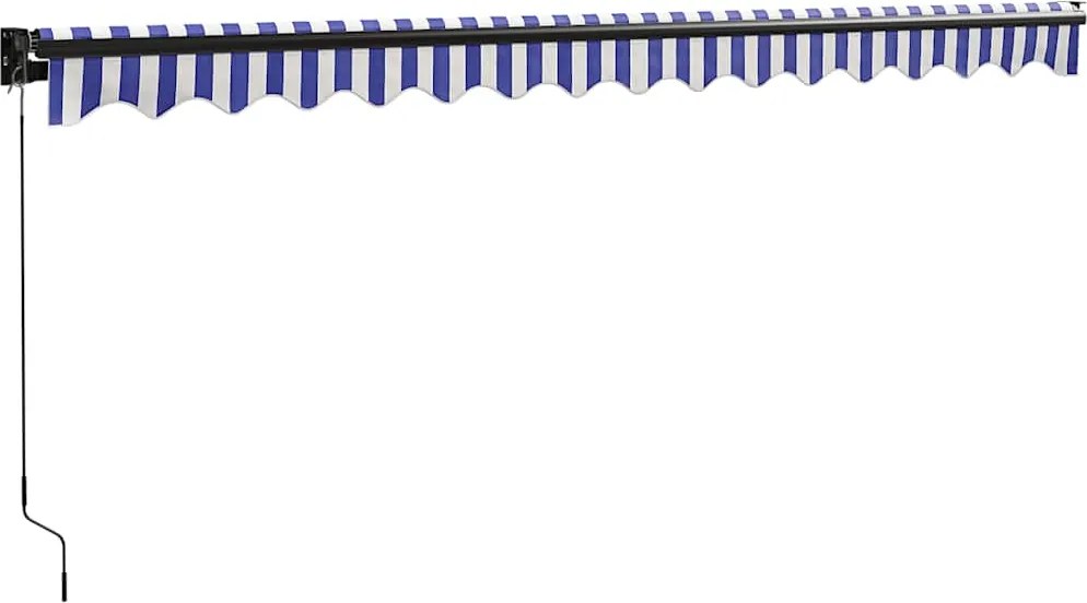 Zatahovací markýza modrá a bílá 4,5 x 3 m textil a hliník 3154449