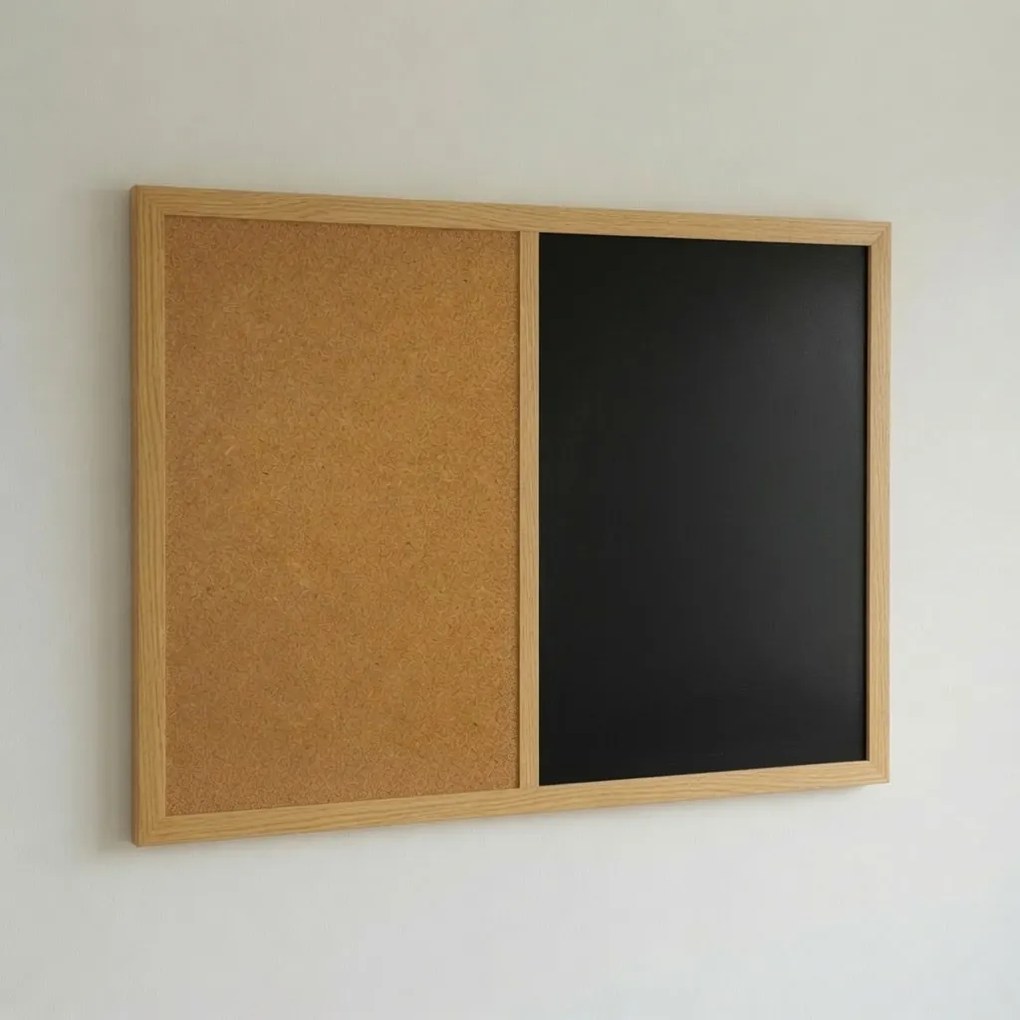 Toptabule.sk Kombinovaná tabule černá v dřevěném rámu NATURE LINE Světlý dub 60x40 cm