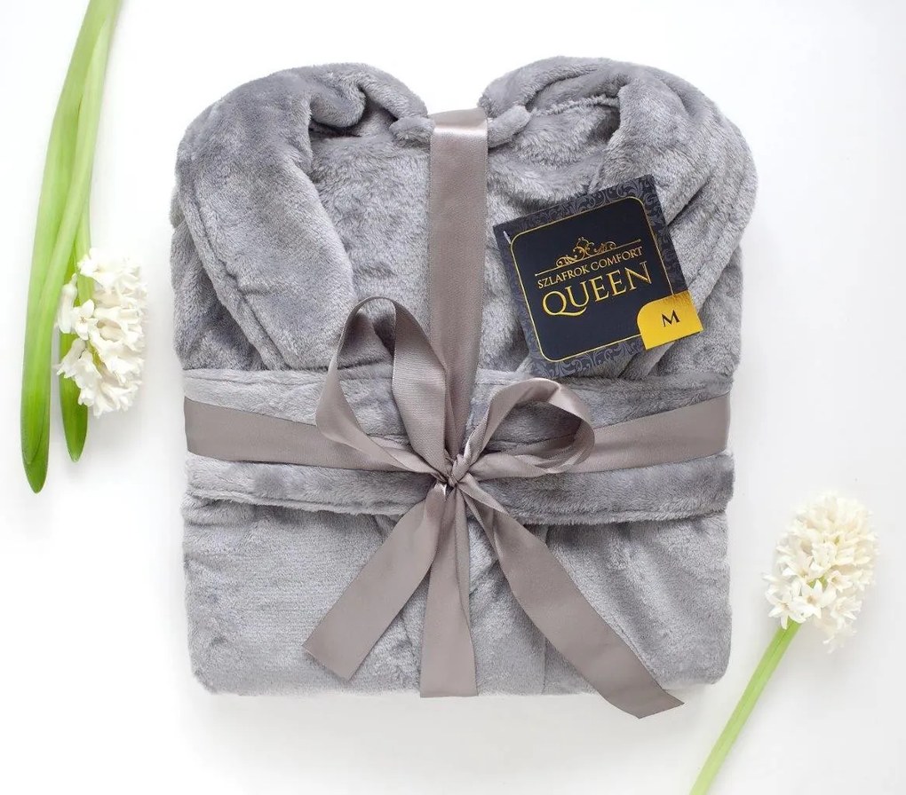 Dámský fleecový župan COMFORT QUEEN vel. XL světle šedý