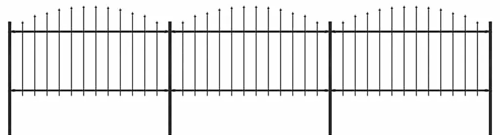 Zahradní plot s kopím nahoře ocelový 504 x 150 cm černý 277732