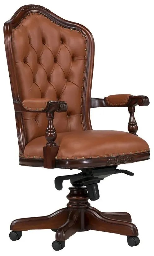 furniture-nabytek.cz - Masivní kancelářské křeslo Camford II z mahagonu, lakované, hnědé