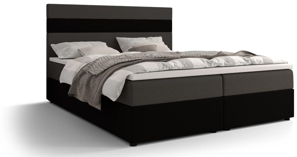 Manželská postel Boxspring 160 cm Locos (šedá + černá) (s matrací a úložným prostorem). 1046702