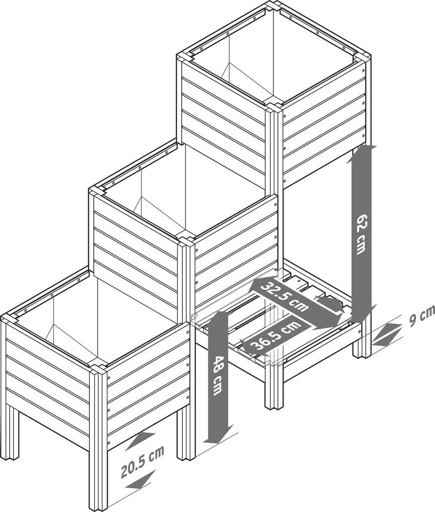 Tchibo - Vyvýšený schodový truhlík - barva: hnědá