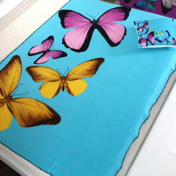 Deka BUTTERFLY 3D motýlci 150x200 cm - tyrkysová