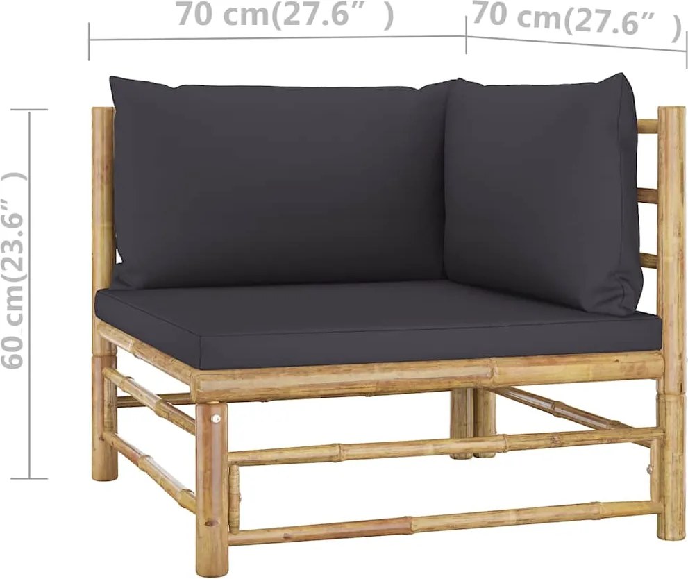 2dílná zahradní sedací souprava + tmavě šedé podušky bambus 3058202