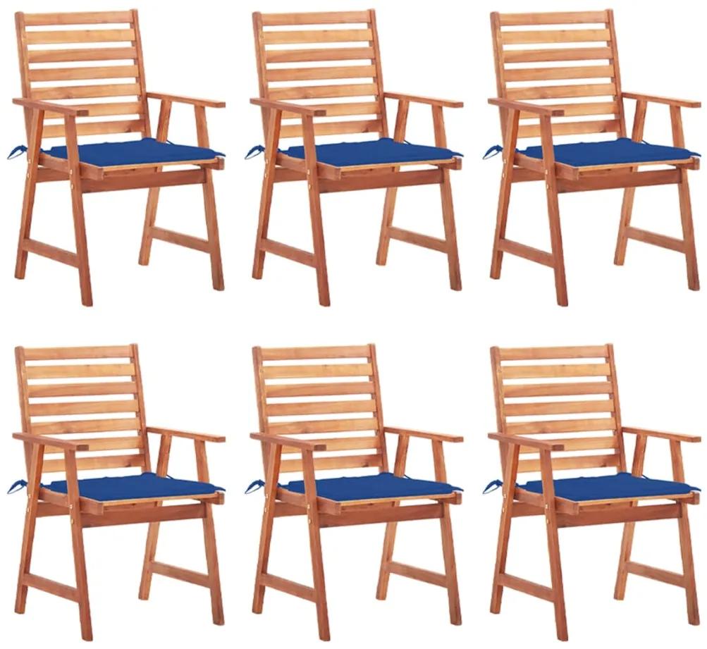 Zahradní jídelní židle 6 ks s poduškami masivní akáciové dřevo,  3078357