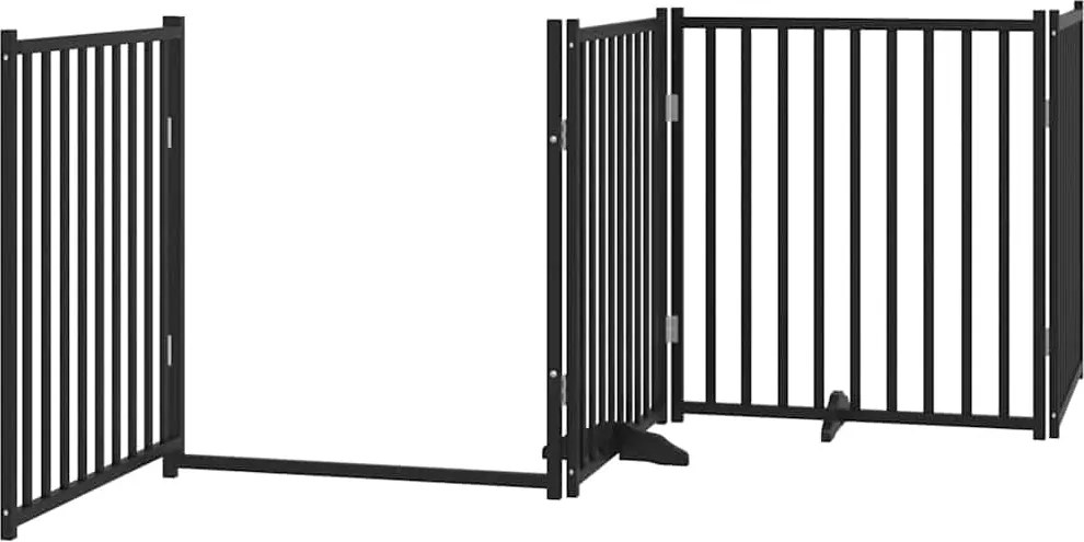 Zábrana pro psy s dvířky skládací 8 panelů černá 640 cm topol 3155742