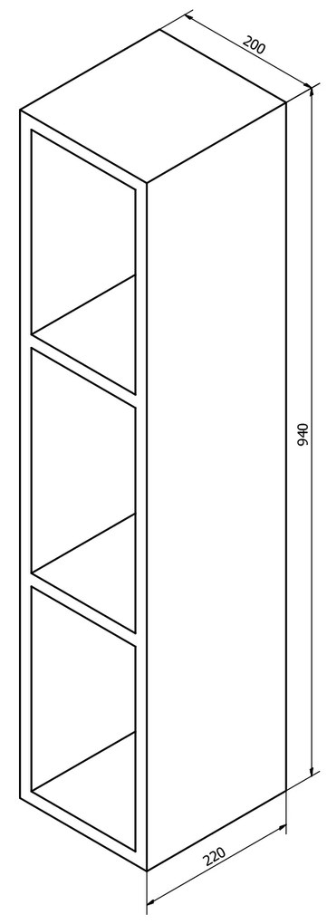 Sapho ESPACE otevřená policová skříňka 20x94x22cm, dub stříbrný ESC130-1111