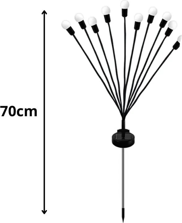 Verk Group SOLÁRNÍ ZAHRADNÍ SVÍTIDLA KULIČKY 2 KUSY PO 8 LED SVÍTIDLECH DÉLKA 70 CM