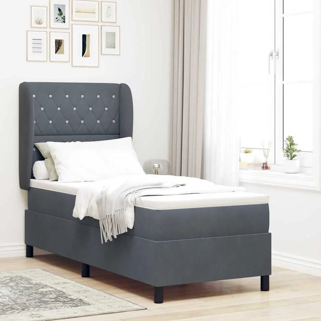 Postel s boxspringem s polštářem Tmavě šedá 200 x 80 cm samet 3340845