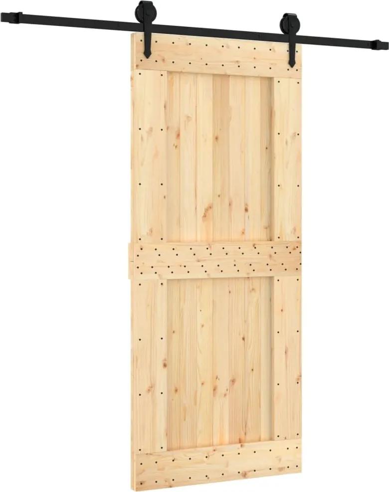 vidaXL Posuvné dveře s kováním 90 x 210 cm masivní borové dřevo [3203239]