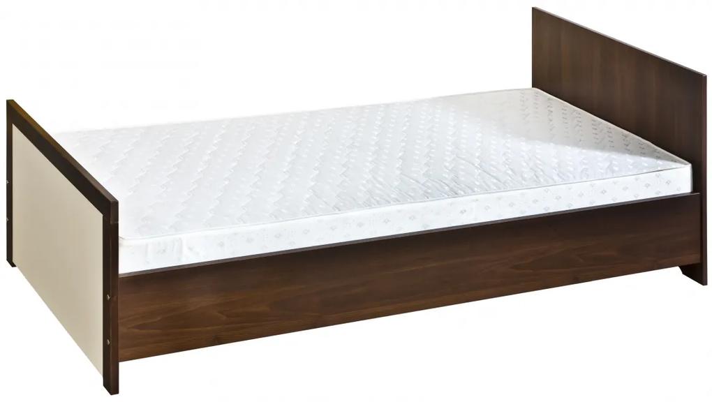 Dětská postel Terra 200x90 cm s matrací - ořech - vanilka