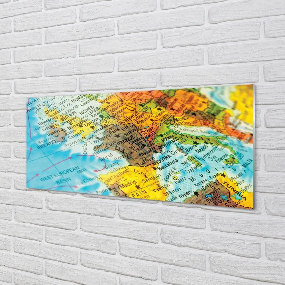 akrylový obraz zeměkoule mapa 120x60 cm