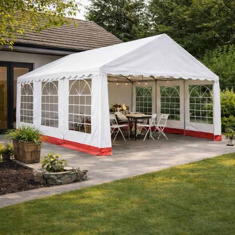 Zahradní párty stan 4 × 6 m s PVC střechou a bočnicemi
