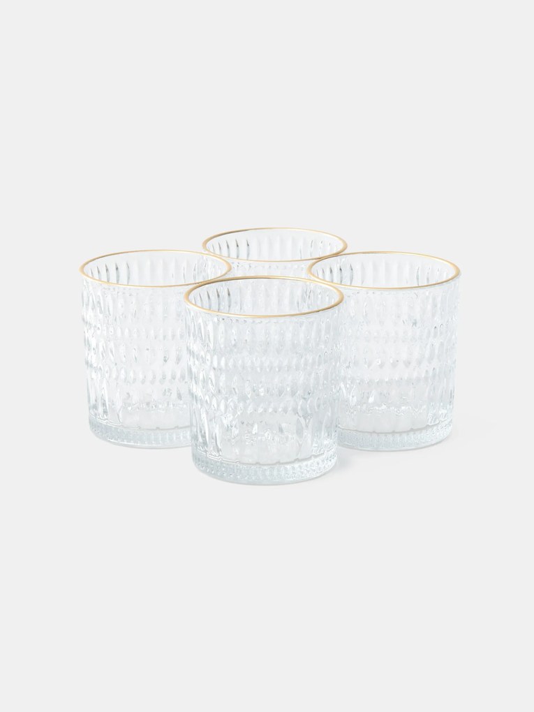 Sinsay - Sada strukturovaných sklenic se zlatým okrajem 4 pack - clear