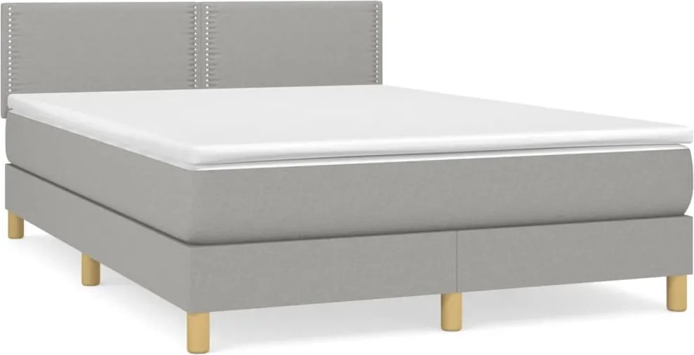 Box spring postel s matrací světle šedá 140 x 190 cm textil 3140529
