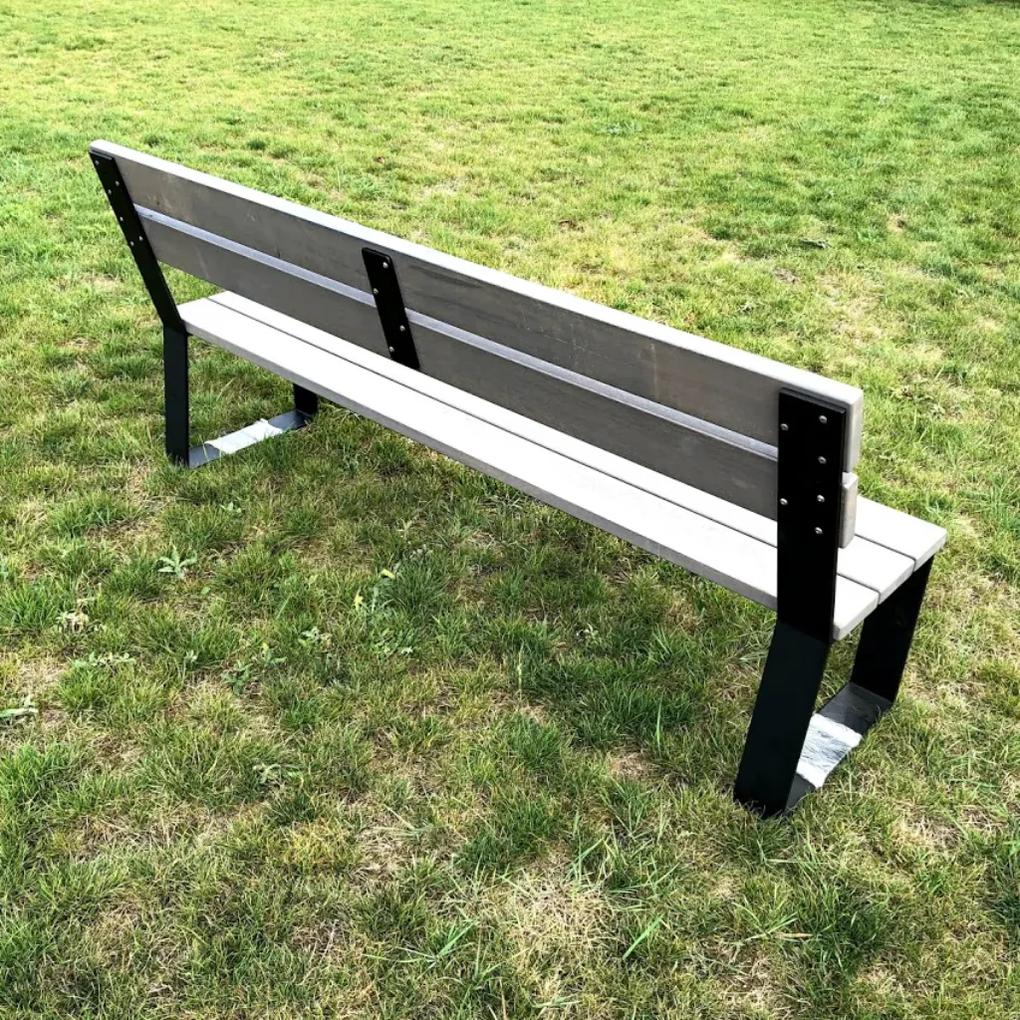 KULHÁNEK Designová zahradní lavice Délka: 150 cm, Odstín nátěru: olej - palisandr, Odstín podnože: černá s jemnou strukturou - JS RAL 9005