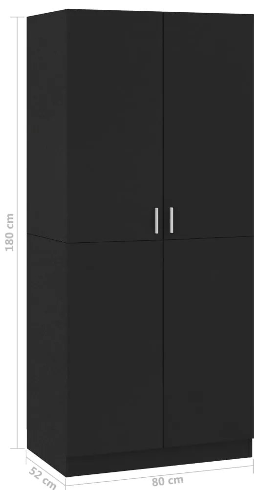 vidaXL Marketos Šatní skříň černá 80 x 52 x 180 cm kompozitní dřevo