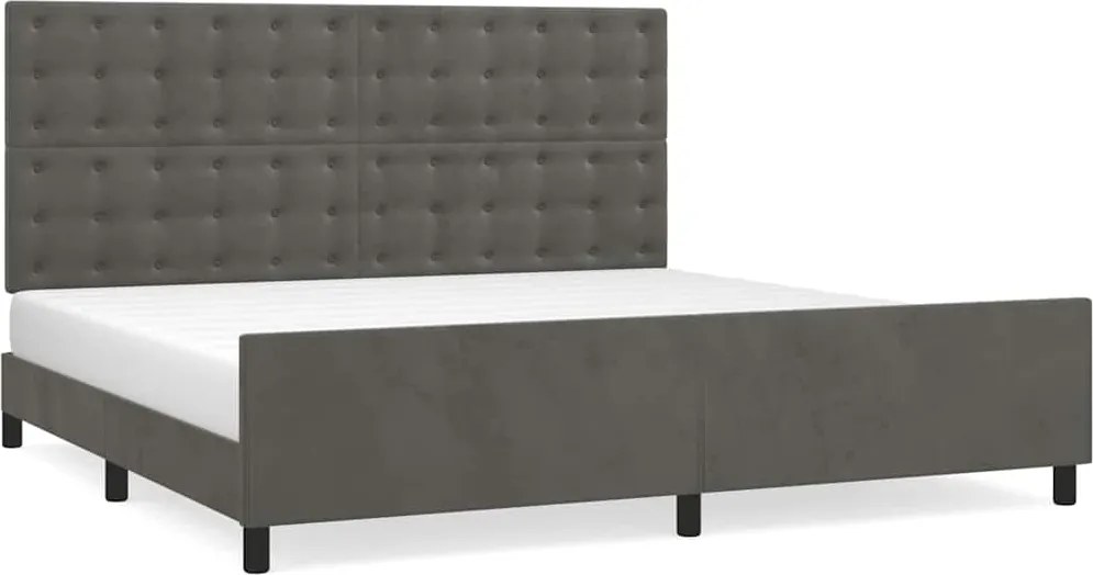 Rám postele bez matrace tmavě šedý 200 x 200 cm samet 3126020