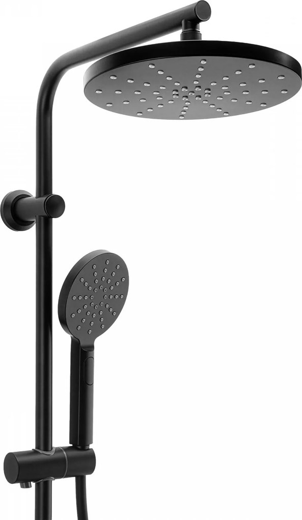 Erga Dubaj, sprchový set s baterií a hlavovou sprchou 23 cm, černá matná, ERG-YKA-BP.DUBAJ23-BLK