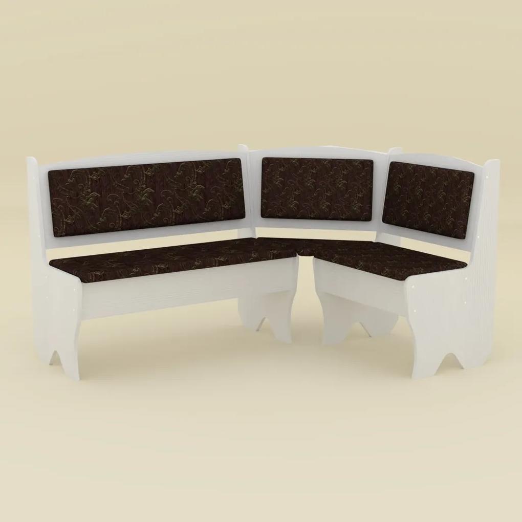 Vomaks Rohová lavice TEXAS bílá tkanina - boston chocolate