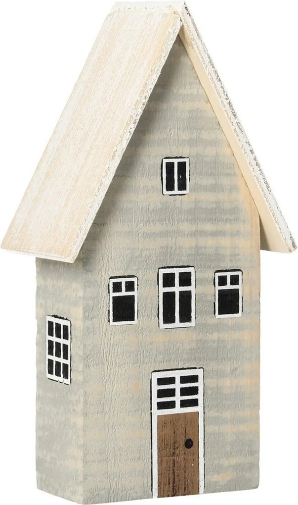 Dekorace Snow House 19cm bílá šedá