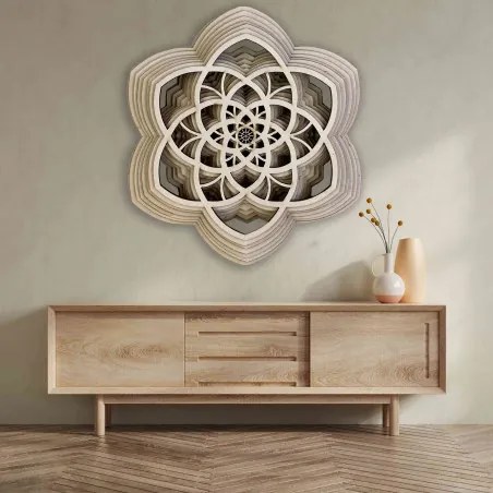 Dřevěná mandala – vrstvená 3D dekorace pro harmonii domova | SENTOP PR0456