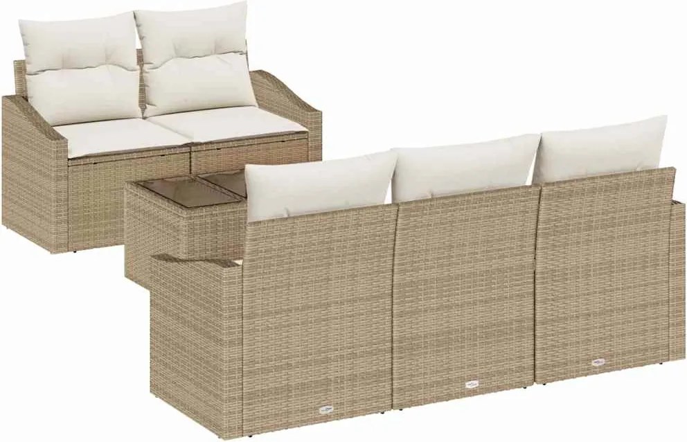 Set pohovek 6 ks Béžová a krémová polyratan 3355270