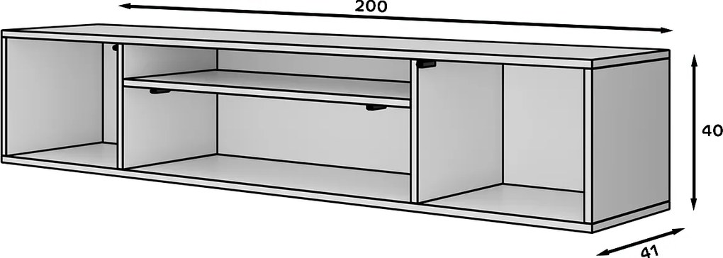 ADRK Furniture Femur 200 Závěsný TV stolek ADRK-RTV-FEMU-200-AB