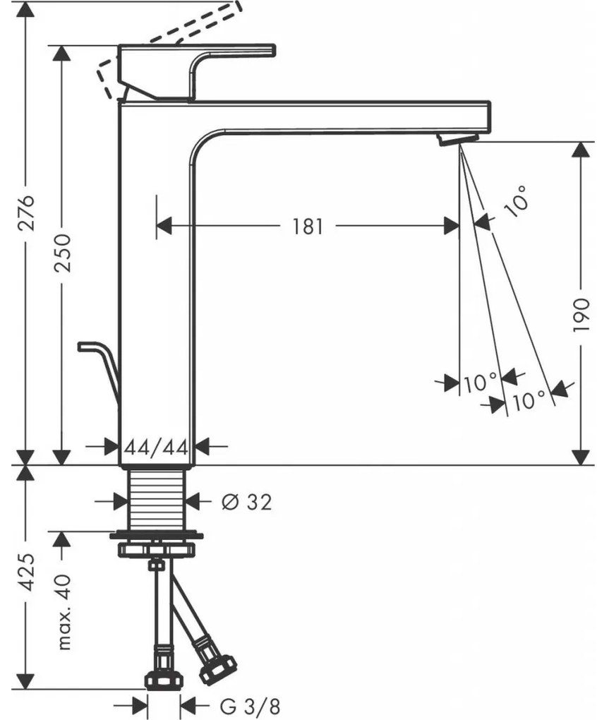 Hansgrohe Vernis Shape - Páková umyvadlová baterie 190 s odtokovou garniturou, chrom 71562000