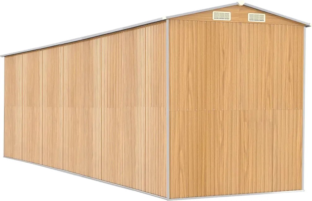 Zahradní kůlna světle hnědá 192x689x223 cm pozinkovaná ocel 3147477