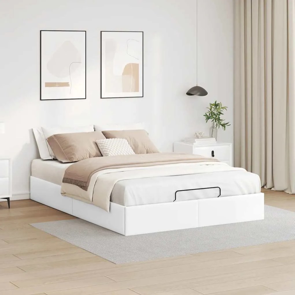 Osmanský rám postele bez matrace bílý 140x190 cm umělá kůže 3310800