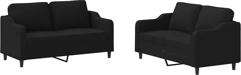 2dílná sedací souprava s poduškami černá textil 3201806