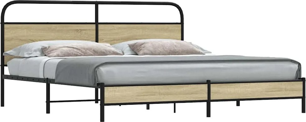 Kovový rám postele bez matrace dub sonoma 193 x 203 cm 3318686