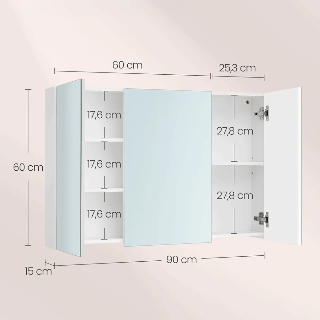 Autronic Nástěnná zrcadlová skříňka AZR-E1132 WT